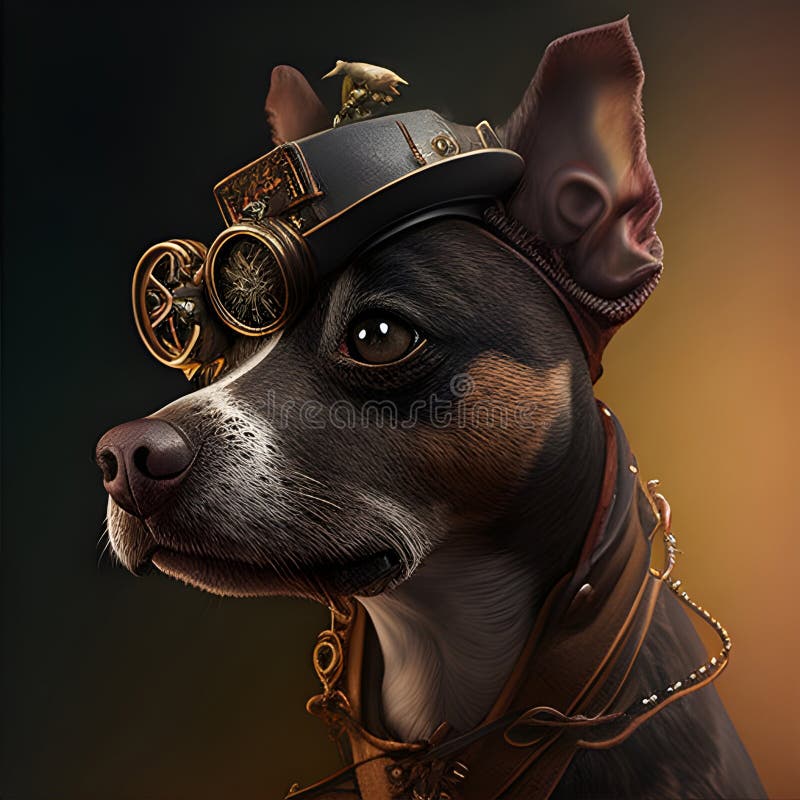 Portrait of a Fantasy Dog in Steampunk Style Stock Illustration ...