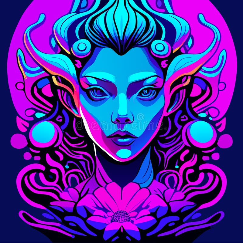 Portrait of a fantasy girl stock illustration. Illustration of ...