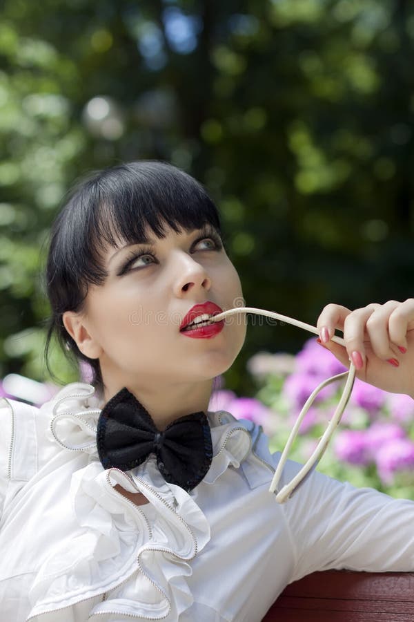 Portrait of the Fashionable Girl with Points Stock Photo - Image of ...