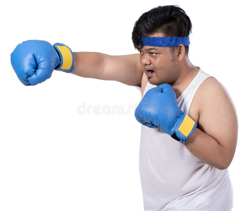 Portrait of Fat Young Boxer Warms Up Stock Photo - Image of health ...