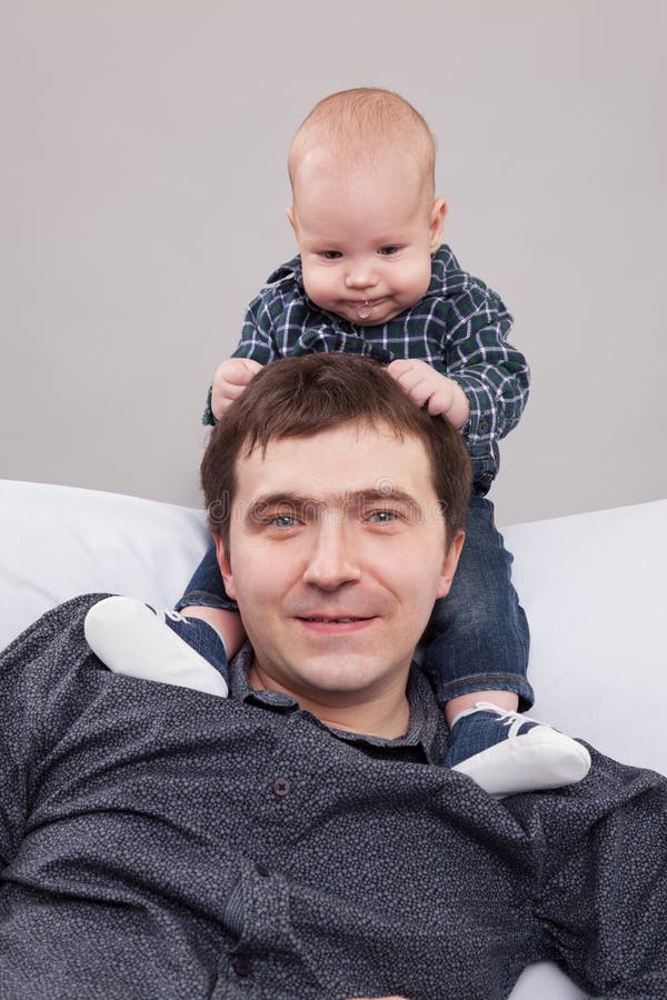 Portrait of Father with His Baby Boy Stock Photo - Image of parent ...