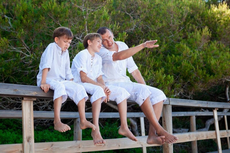 Portrait of Father and Three Sons Stock Image - Image of little, look ...