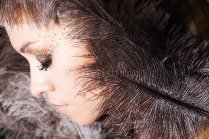 Portrait with feather stock image. Image of head, adult - 29374889