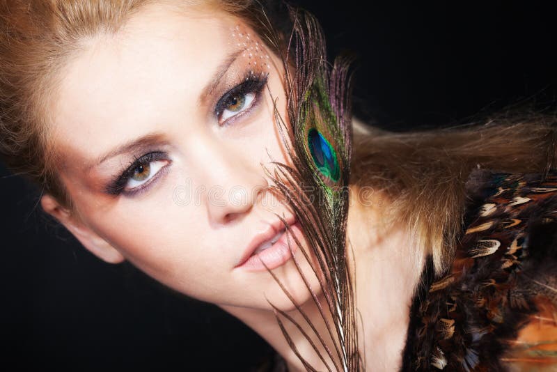 Portrait with feather stock photo. Image of feather, fancy - 29374918