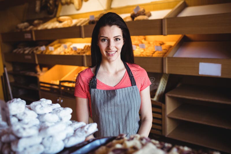 Portrait of Female Baker Smiling Stock Photo - Image of small ...