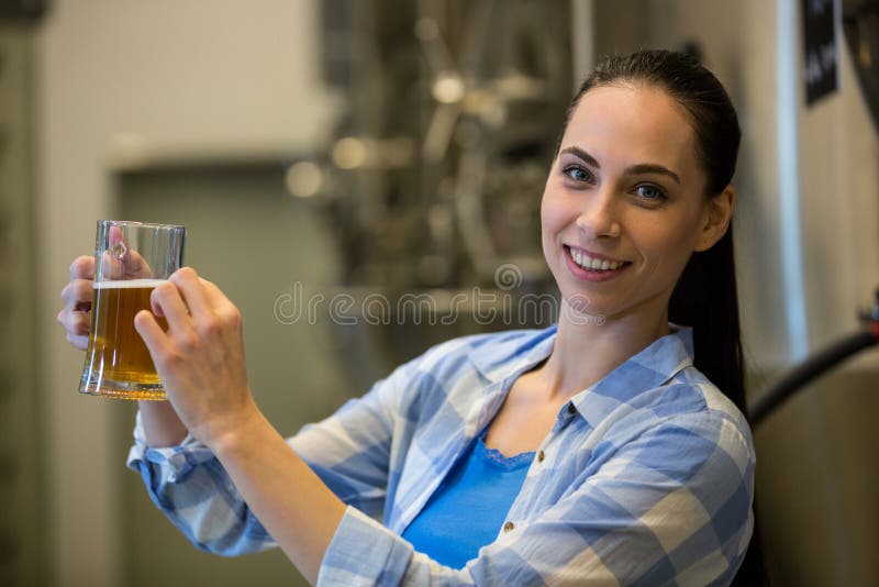 Portrait of Female Brewer Testing Beer Stock Photo - Image of career ...