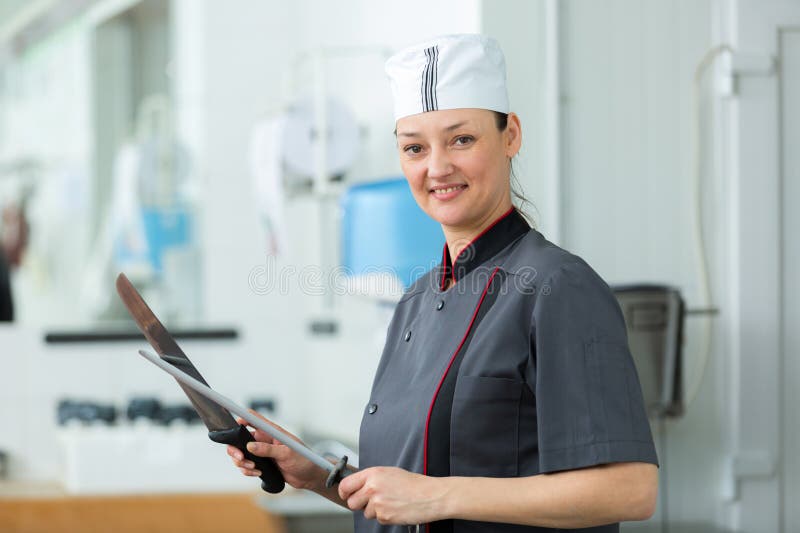 Portrait of female butcher stock image. Image of butcher - 269811841