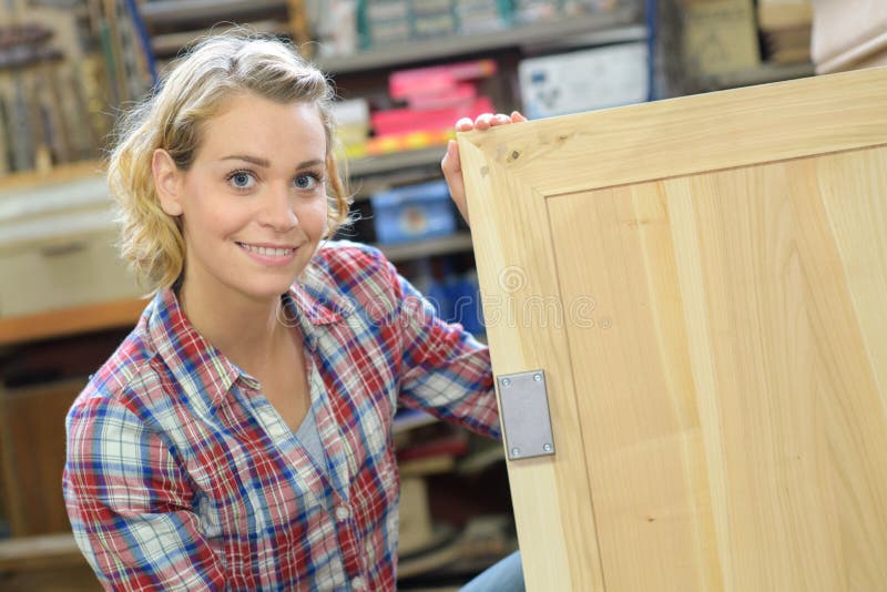 Portrait female carpenter stock image. Image of person - 99254965