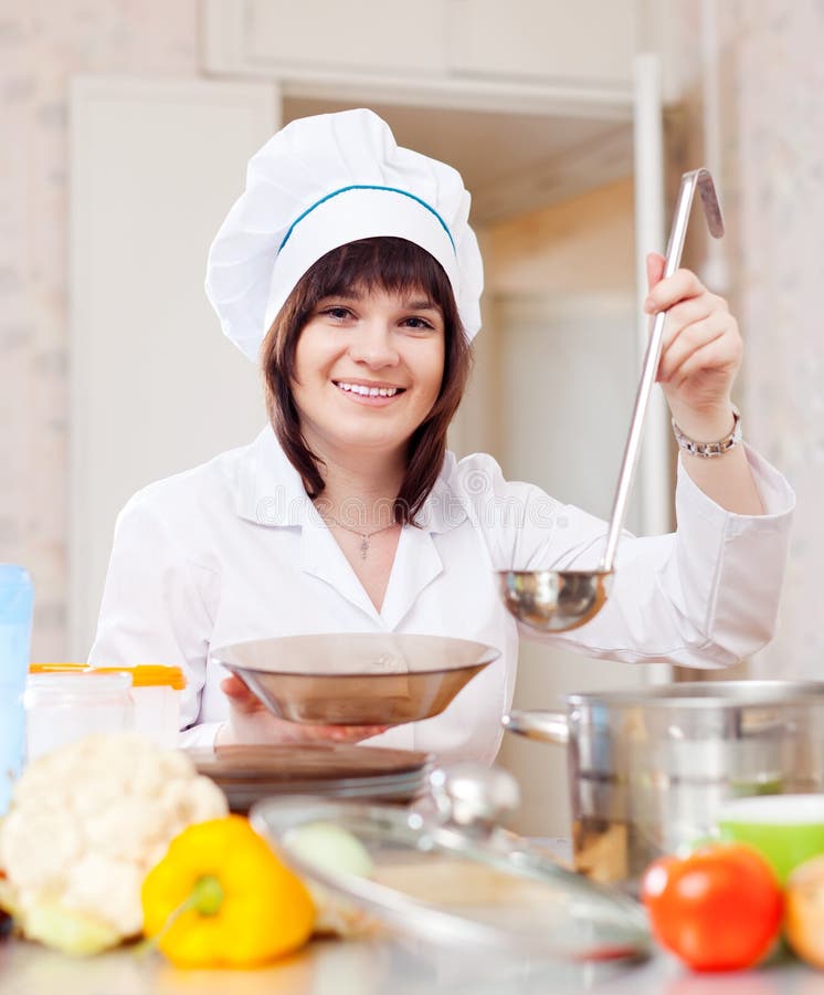 Portrait of female cook stock photo. Image of young, vegetables - 33658546