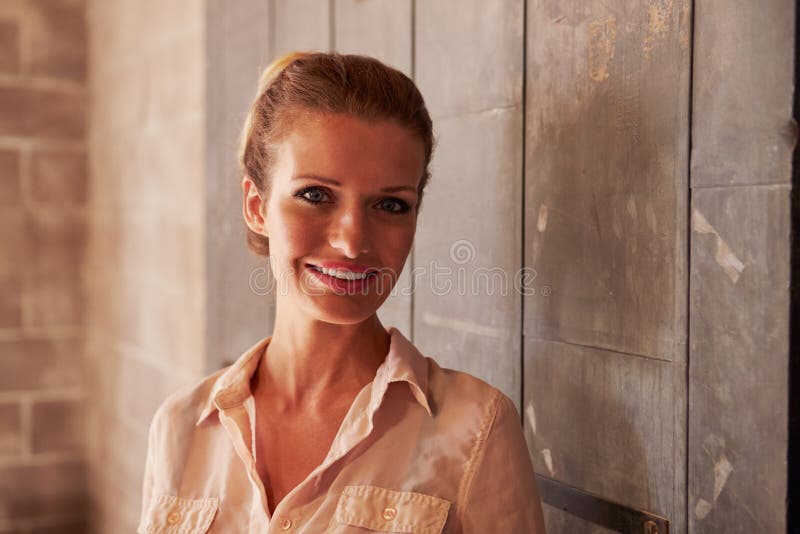 Portrait of Female Designer Standing in Modern Office Stock Image ...