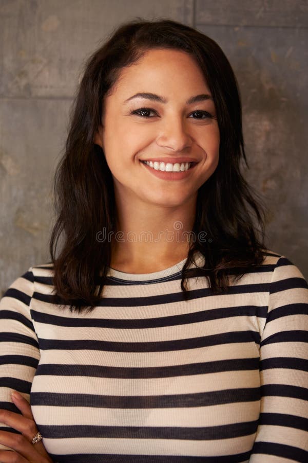 Portrait of Female Designer Standing in Modern Office Stock Photo ...