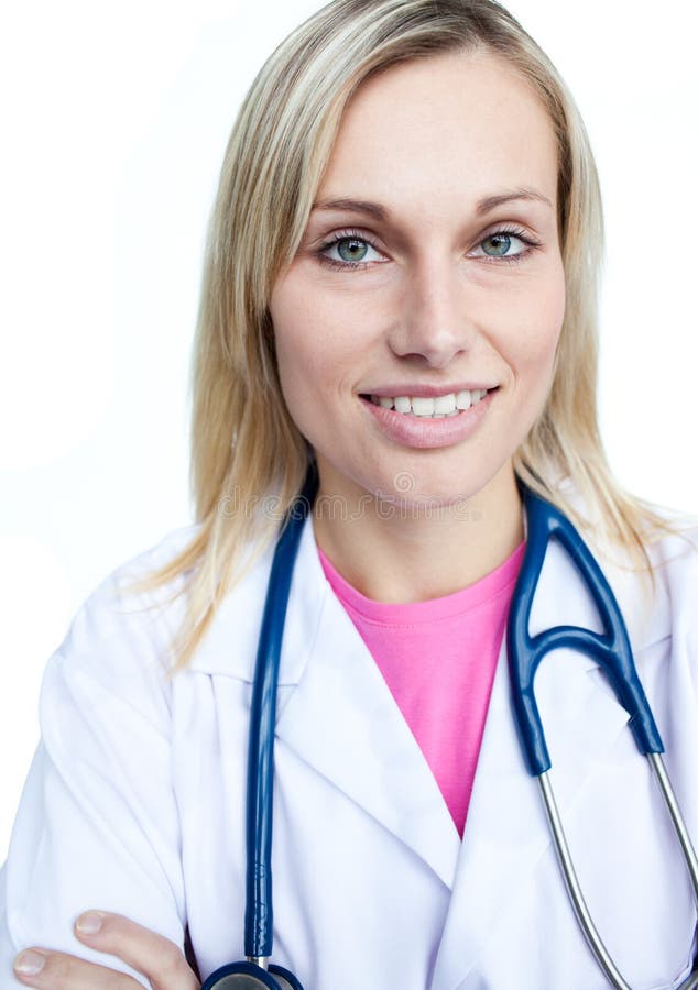 Portrait of a Female Doctor Stock Photo - Image of blonde, insurance ...