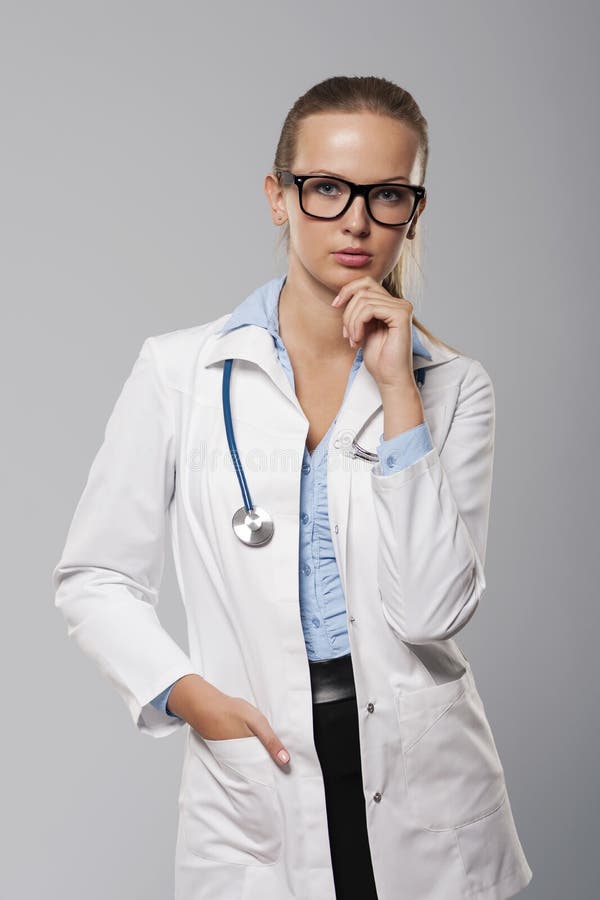 Portrait of female doctor stock photo. Image of pensive - 35569560