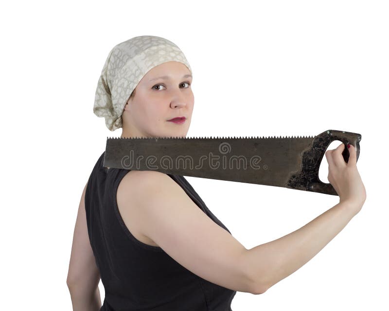 Portrait of Female Dressed As Worker Holding Tools Stock Photo - Image ...