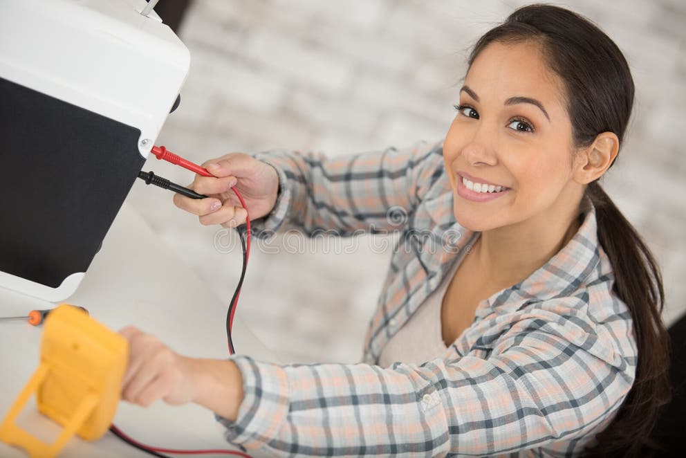 Portrait Female Electronic Engineer Stock Image - Image of service ...