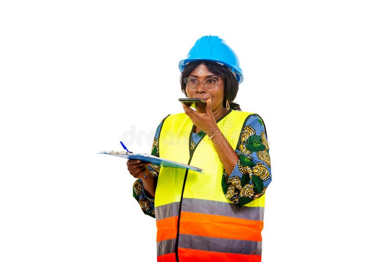 Portrait of Female Engineer in Safety Helmet Working Using Mobile Phone ... Portrait of Female Engineer in Safety Helmet Working Using Mobile Phone ...