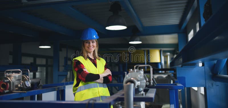 Portrait of Female Engineer Working in Industrial Factory Stock Image ...