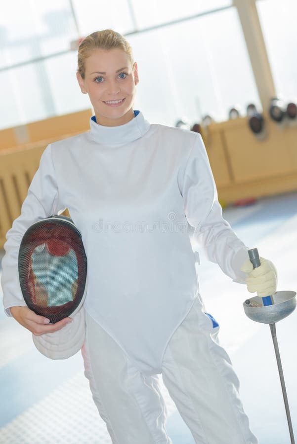 Portrait female fencer stock photo. Image of sport, smiling - 223326850