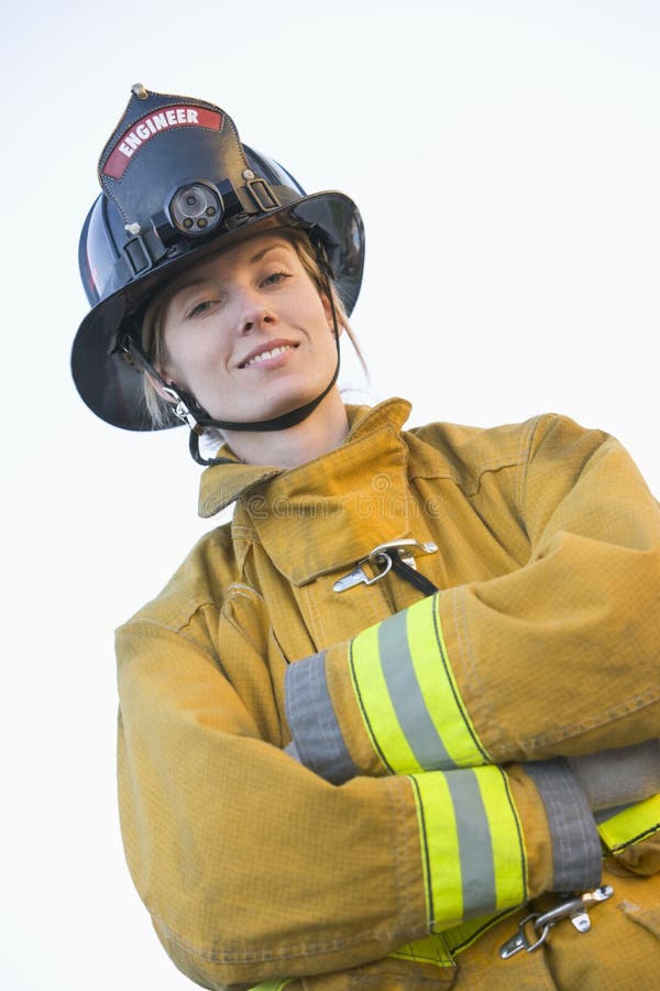 Portrait of a Female Firefighter Stock Photo - Image of portrait ...