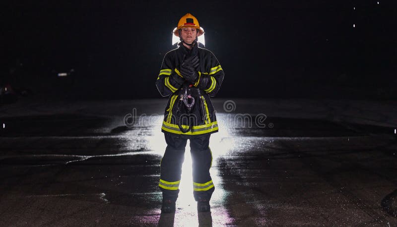 Female Firefighter stock image. Image of girl, fire, flashlight - 11925827