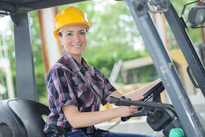 Portrait Female Forklift Driver Stock Photo - Image of industry, person ...