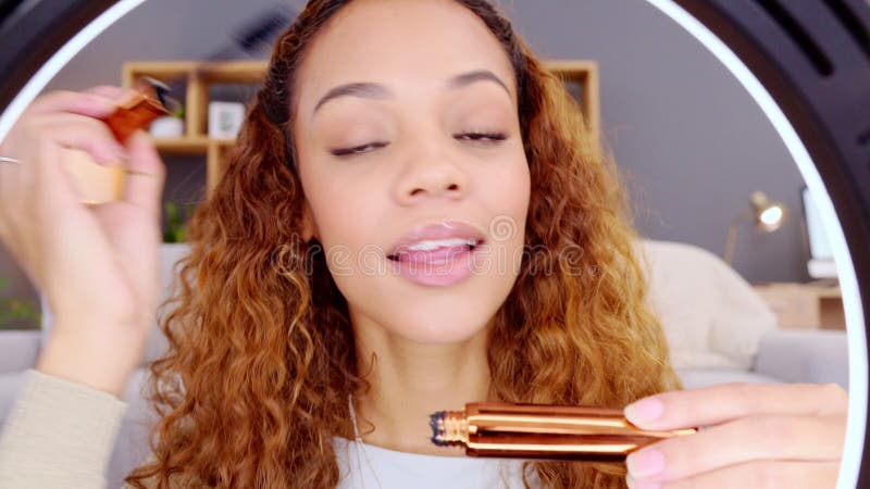 Portrait of a Female Influencer or Vlogger Recording and Streaming a ...