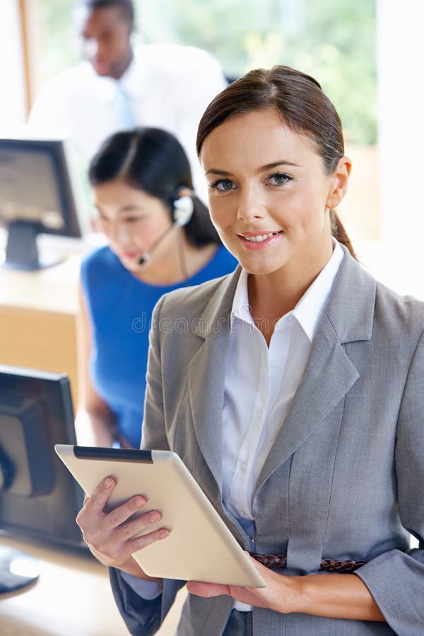 Portrait of Female Manager with Digital Tablet in Office Stock Image ...