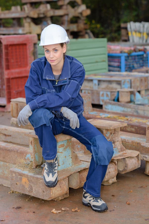 Portrait Female Manual Worker Stock Image - Image of outdoors ...