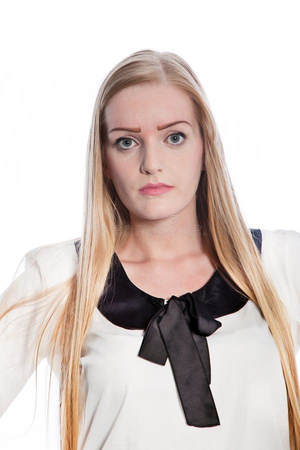 Portrait of Female Model with Serious Looking Face Stock Image - Image ...
