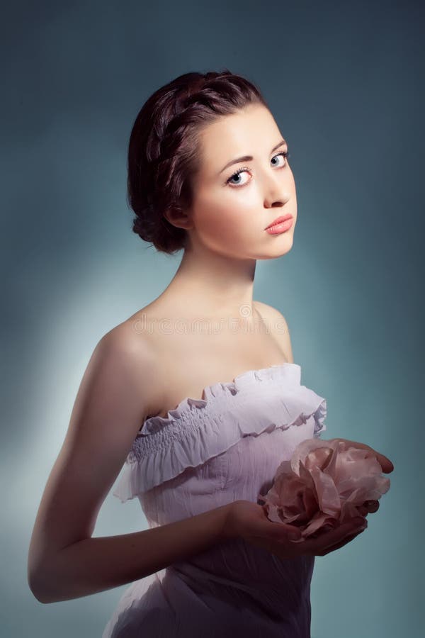 Portrait of Female Model on White Background Stock Photo - Image of ...