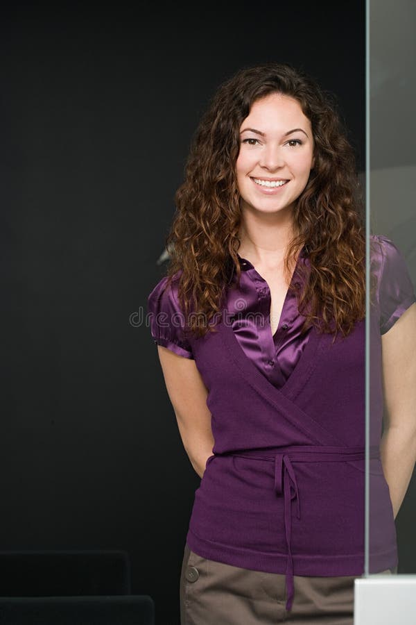 Portrait of a Female Office Worker Stock Image - Image of cheerful ...