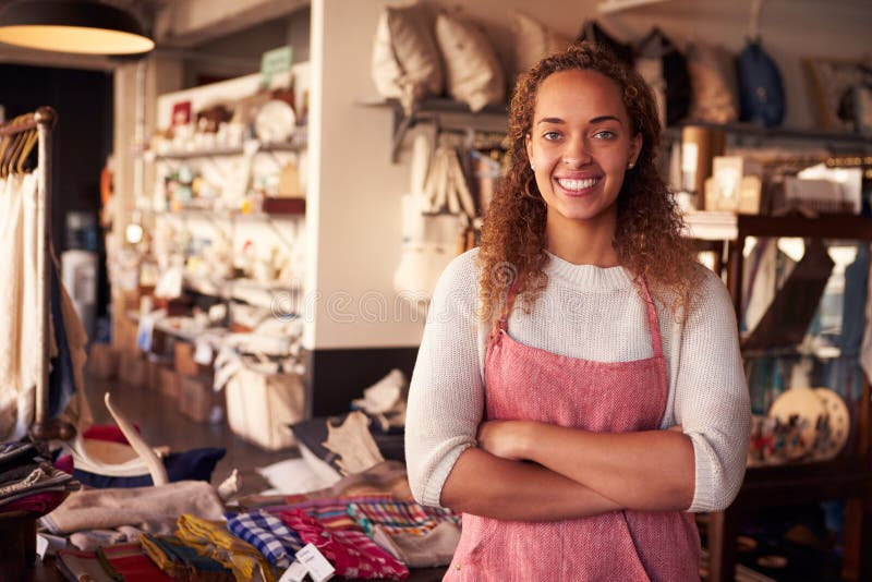 Portrait of Female Owner Standing in Gift Store Stock Image - Image of ...