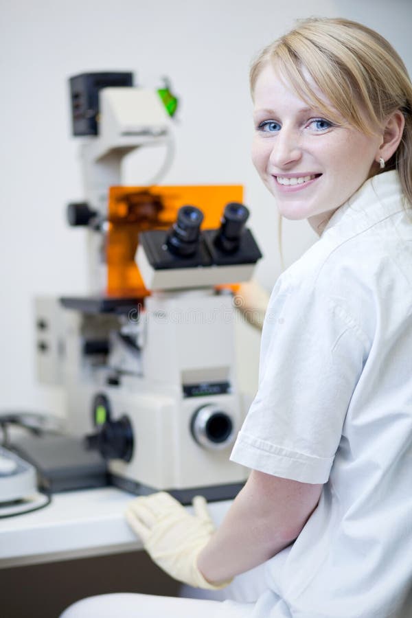 Portrait of a Female Researcher Stock Photo - Image of happy, research ...
