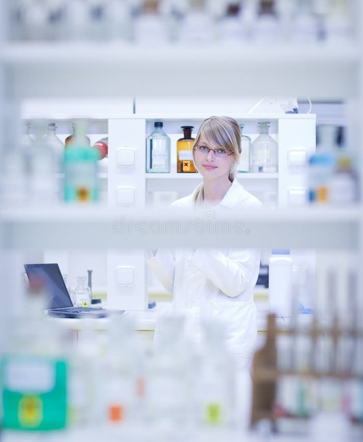 Portrait of a Female Researcher Doing Research Stock Image - Image of ...