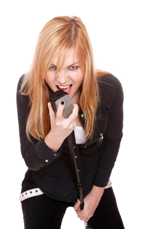 Portrait of Female Rock Singer Stock Image - Image of musician, face ...