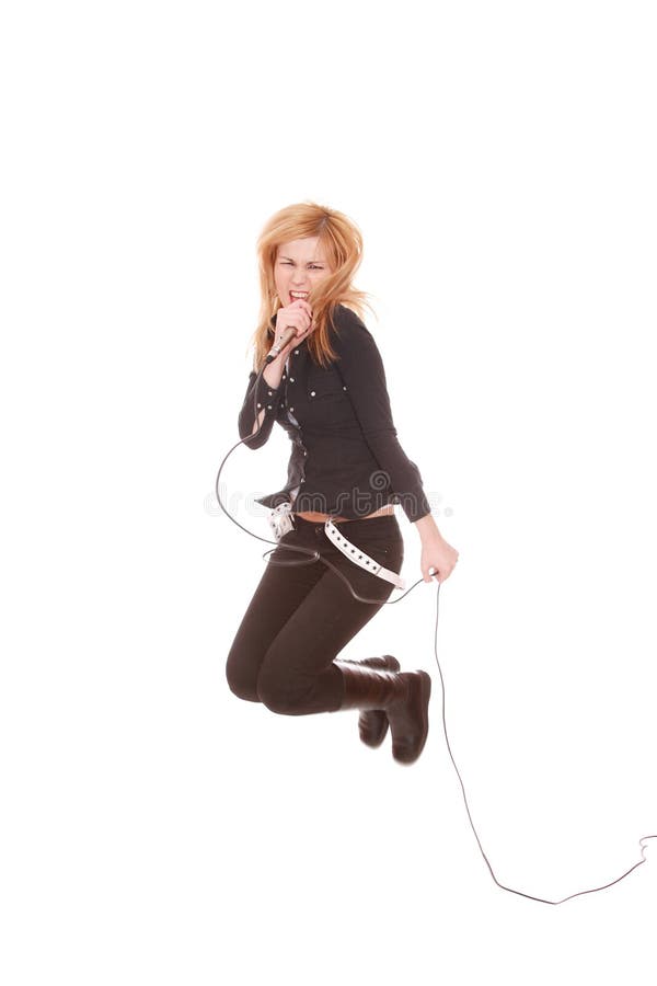 Portrait of Female Rock Singer Stock Image - Image of perform, energy ...