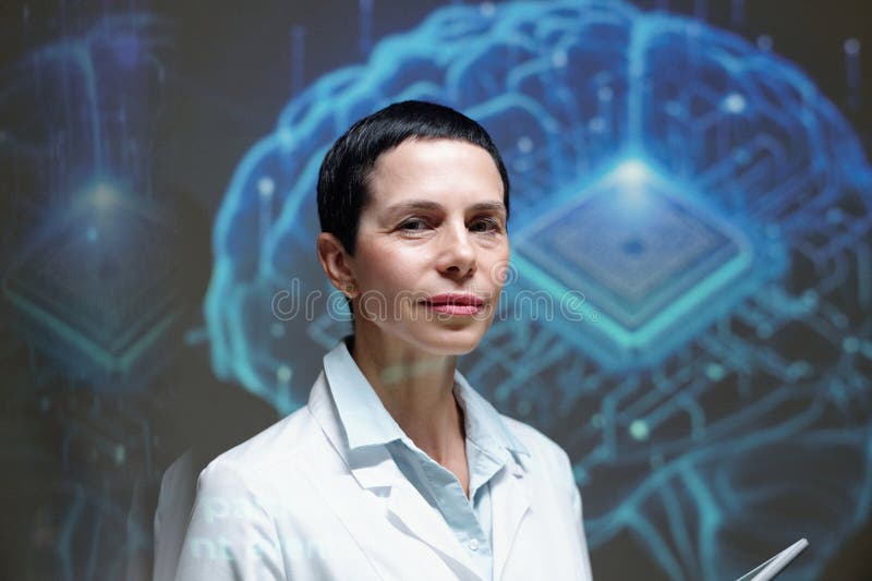 Portrait of Female Scientist Stock Photo - Image of neurology, data ...