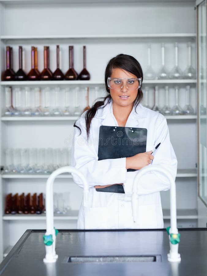 Portrait of a Female Scientist Holding a Clipboard Stock Image - Image ...