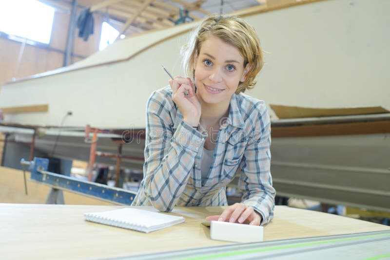 Portrait Female Shipwright Builder Stock Image - Image of technical ...