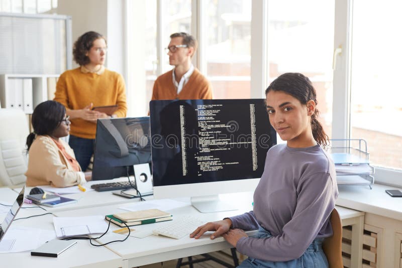 Portrait of Female Software Developer Stock Image - Image of meeting ...