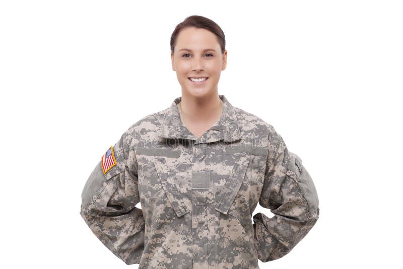 Portrait of a Female Soldier Stock Image - Image of camera, camouflage ...