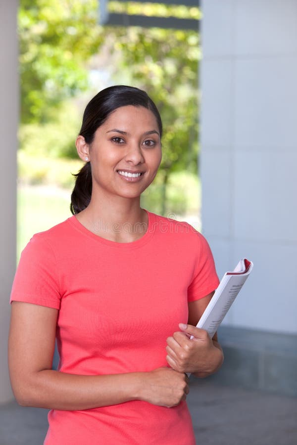Portrait of female student stock image. Image of cheerful - 9389759