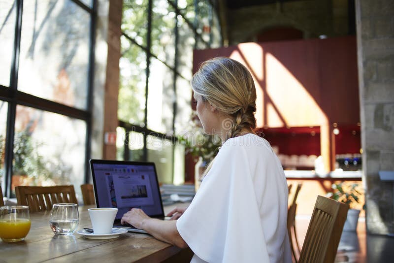 Portrait of a Female Student Using Portable Laptop Computer for ...