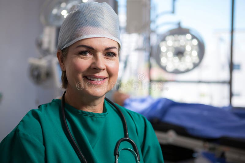 Portrait of a Female Surgeon in Operation Theater Stock Photo - Image ...