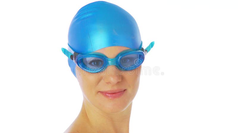 Portrait of Female Swimmer with Goggles Stock Footage - Video of ...