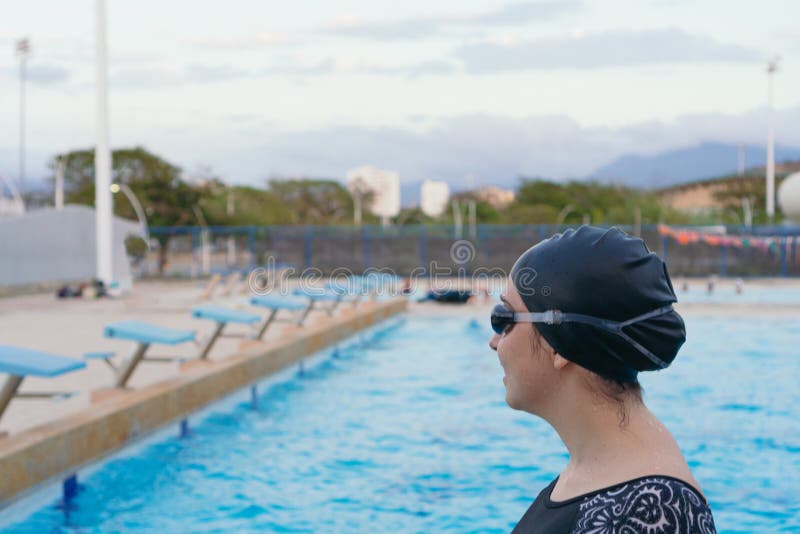 Portrait of Female Swimmer Posing by the Pool Stock Photo - Image of ...