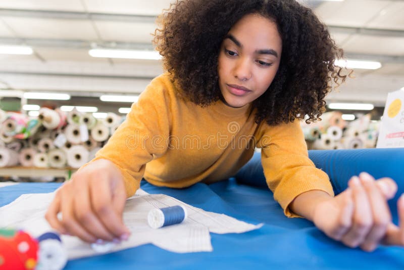 Portrait Female Tailor at Work Stock Image - Image of fabric, table ...