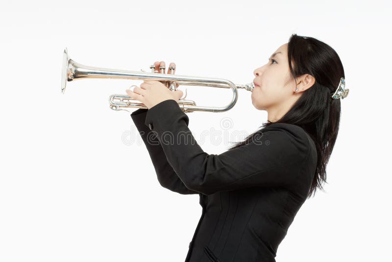 Portrait of a Female Trumpet Player Stock Image - Image of jazz ...