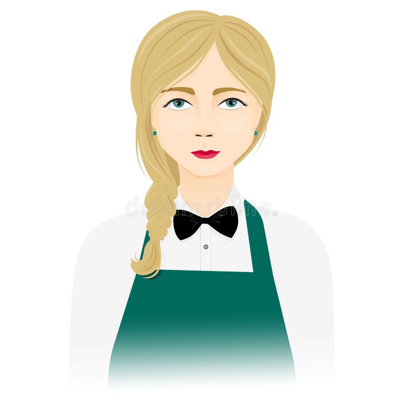 Portrait of a Female Waitress Stock Vector - Illustration of tray ...