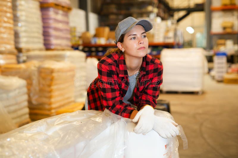 Portrait of Female Warehouse Worker during Work Break Stock Image ...